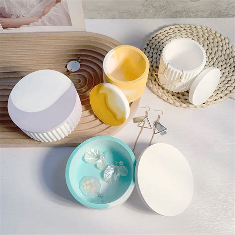 Diy Handmade Gypsum Candle Cup Mold Resin Concrete Storage Box Making