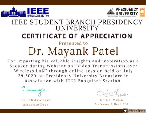 Dr Mayank Patel On Linkedin Certificate Of Appreciation