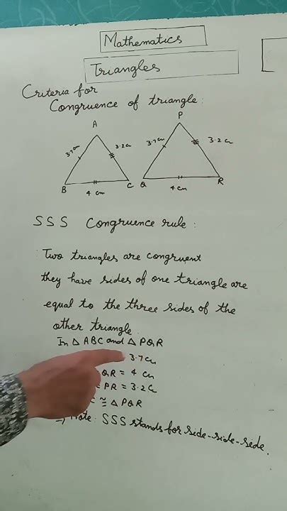 Criteria For Congruence Of Triangle Mathformulashorts2023 Sas Congruence Rule Youtube