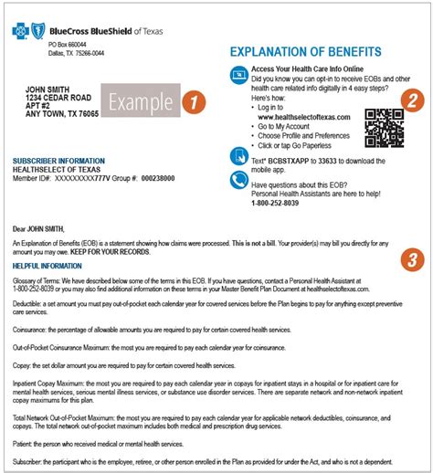Explanation Of Benefits And Claims Letters Healthselect Of Texas