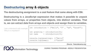 Advanced JavaScript Internship Presentation Week6 PPT