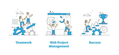 팀워크 웹 프로젝트 관리 및 성공 개요 스팟 일러스트 세트 개념에 대한 스톡 벡터 아트 및 기타 이미지 개념 경영자 미국 Istock