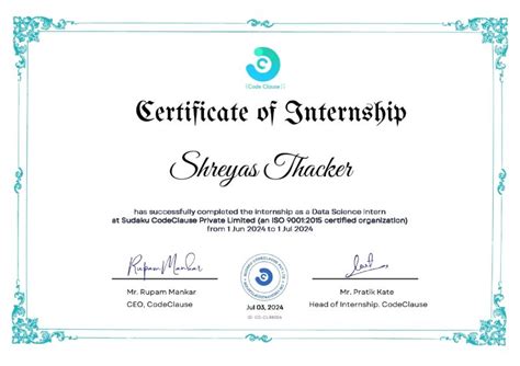 shreyas thacker on linkedin datascience internship codeclause machinelearning dataanalysis…