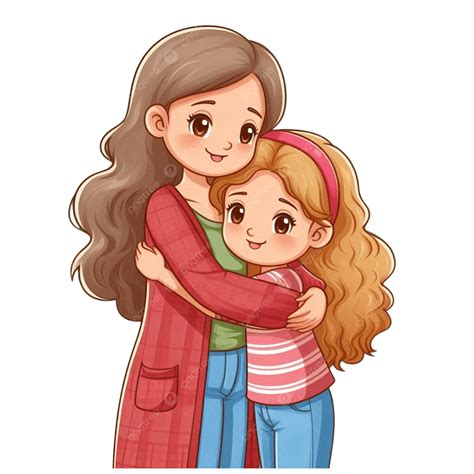 Cartoon Mother And Daughter Hugging Mother Clipart Cartoon Clipart