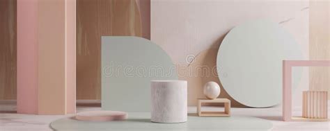Minimalist Composition Of Abstract Shapes In Pastel Colors Creating A Soothing Visual Aesthetic