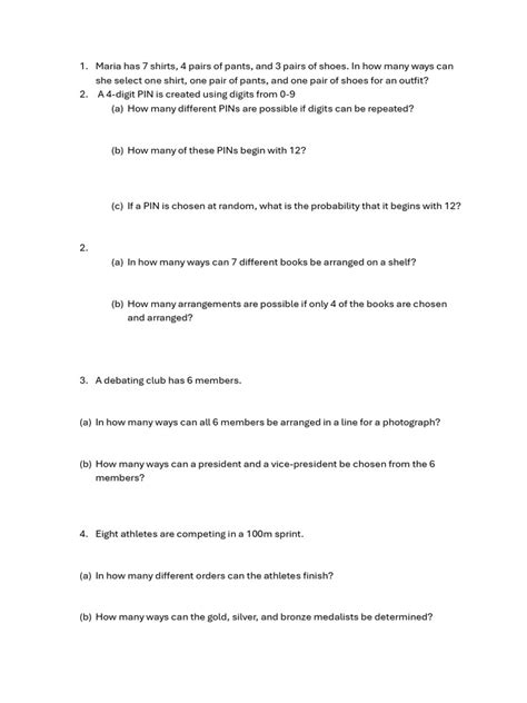 Exercise On Multiplication Permutation And Combination Pdf Chess