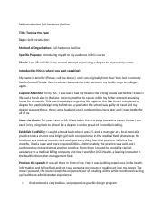 Self Intro Outline Docx Self Introduction Full Sentence Outline Title Turning The Page