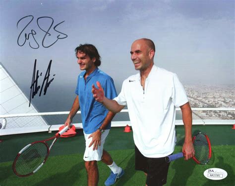 Roger Federerandre Agassi Autographed 8x10 Color Photo Both Signed Jsa Autographia