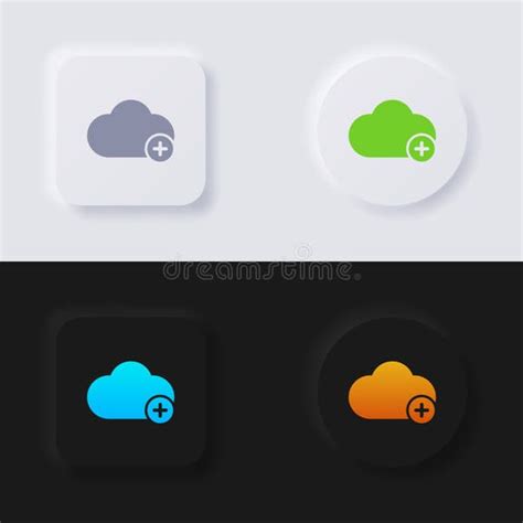 Cloud Icon With Plus Symbol Multicolor Neumorphism Button Soft Ui Design Stock Vector