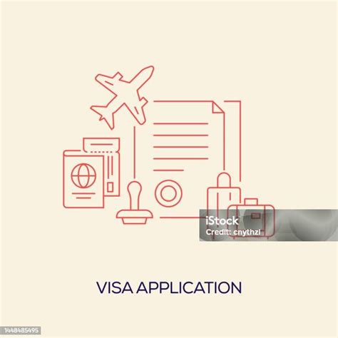 라인 아이콘이 있는 비자 신청 관련 디자인 간단한 윤곽선 기호 아이콘 아이콘에 대한 스톡 벡터 아트 및 기타 이미지 아이콘
