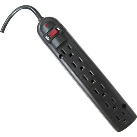 Weltron 6 Outlet Black Plastic Surge Protector With 20ft Cord 750