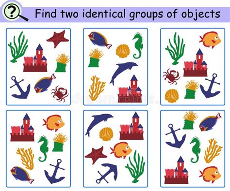 Find The Identical Groups Of Objects Educational Logical Game For