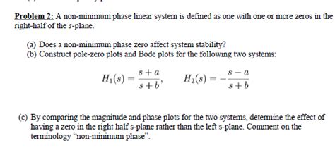 Solved Problem 2 A Non Minimum Phase Linear System Is
