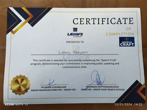 Lahiru Lakmal On Linkedin I Am Proud To Announce That I Have Successfully Completed The Speech