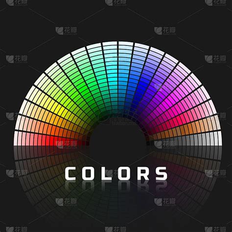 离散的一组颜色阴影与棕色和灰色。半圆调色板。彩虹的颜色光谱。矢量插图孤立在黑暗的背景素材 花瓣网