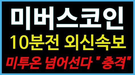 미버스코인 미투온 넘어선다고 역대급 충격입니다 Youtube