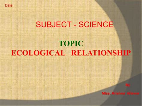 Ecological Relationship Ppt Biological Sciences Science