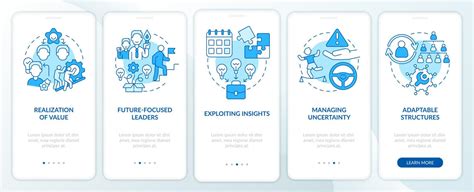 Principles For Managing Innovation Blue Onboarding Mobile App Screen Walkthrough 5 Steps