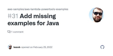 Add Missing Examples For Java · Issue 31 · Aws Samplesaws Lambda