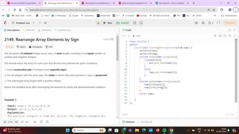day 13 of 100daysofcodingchallenge rearrange array elements by sign sushma shaw posted on