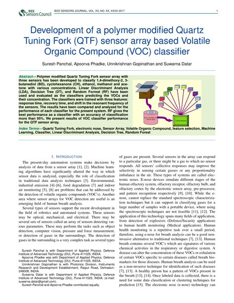 pdf development of a polymer modified quartz tuning fork qtf sensor array based volatile