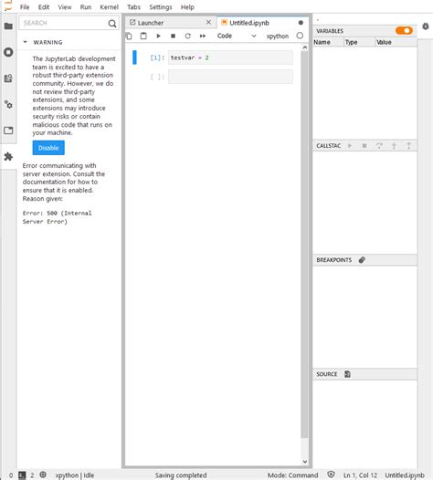 Debugger Enabled But Not Populating Issue Jupyterlab Debugger GitHub