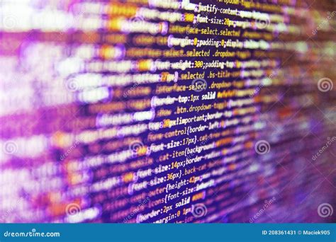 Hi Tech Modern Screen Of Data Digits And Chars On Monitor Display