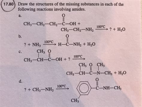 solved 17 80 draw the structures of the missing substances