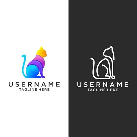 Coloring And Line Art Cat Logo Premium Vector Cat Logo Line Art