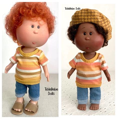 Doll Clothes 9” Or 12” Mini Mio Doll Summer Short Sleeved Top Only Orange Gold Tan