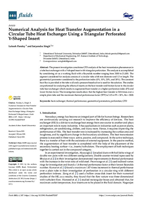 pdf numerical analysis for heat transfer augmentation in a circular