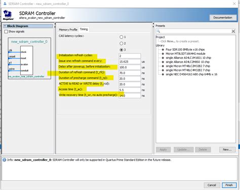 solved sdram controller timing parameters intel community