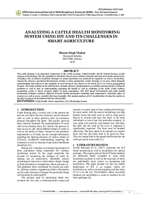 Pdf Analyzing A Cattle Health Monitoring System Using Iot And Its