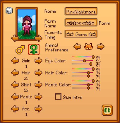 Favorite Thing In Character Creation Spoiler Alert Stardew Valley
