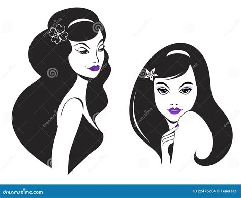 Beautiful Woman With Black Long Hair Stock Vector Illustration Of