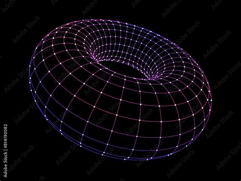 3d Torus Model Abstract Wireframe Grid Low Poly Shape Polygonal