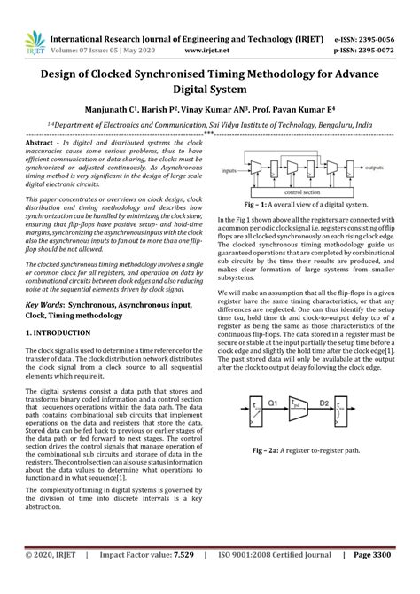 Pdf Design Of Clocked Synchronised Timing Methodology For Advance