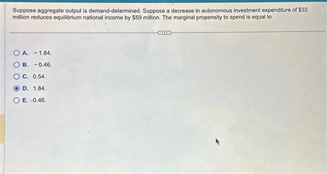 Suppose Aggregate Output Is Demand Determined