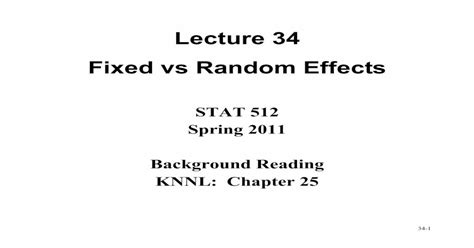 Pdf Lecture 34 Fixed Vs Random Effects Purdue Universityghobbsstat