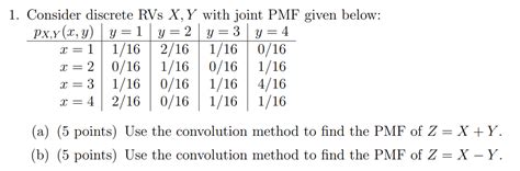 Solved 1 Consider Discrete Rvs Xy With Joint Pmf Given