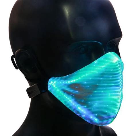 LED Rave Fashion Mask Made From Breathable Fiber Optic Fabric Etsy Rave Mask Rave