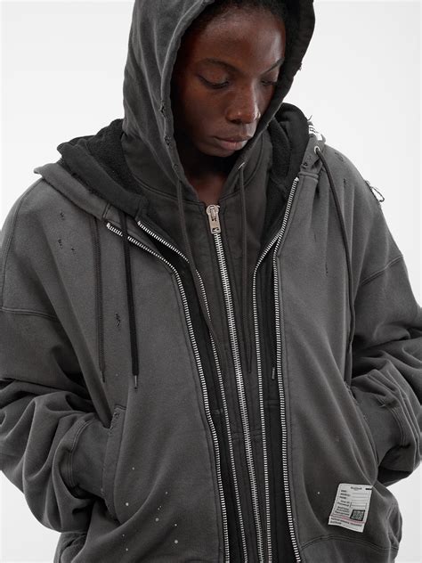 Black Triple Layer Zip Hoodie J16pk761 Black