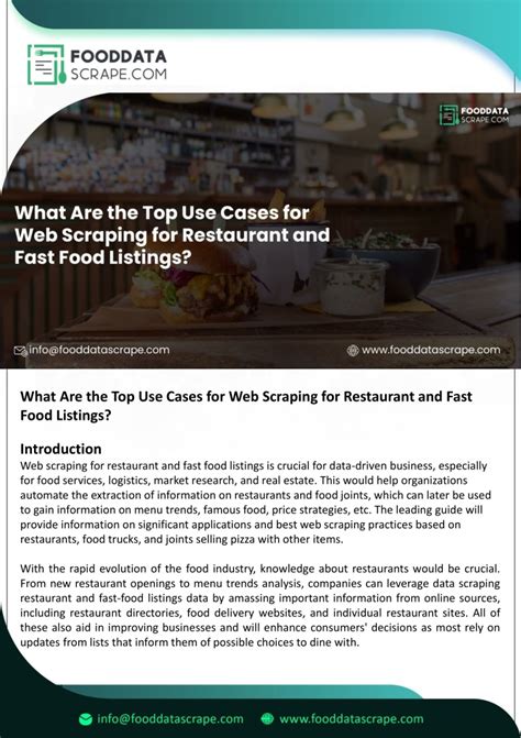 Ppt Use Cases For Web Scraping For Restaurant And Fast Food Listings Powerpoint Presentation