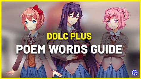 Doki Doki Literature Club Ddlc Plus Poem Words Guide