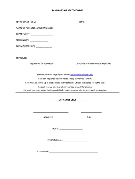 Fillable Online Key Request Form Key Request Fax Email Print Pdffiller