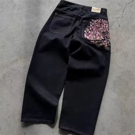 Derschutze Patchwork Cherry Blossom Embroidery Denim Depop