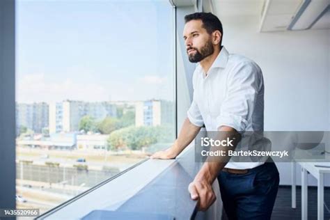 사려 깊은 잘 생긴 사업가가 사무실에서 창문을 들여다 보며 창문 너머로 봄에 대한 스톡 사진 및 기타 이미지 창문 너머로 봄 사무실 창문 Istock