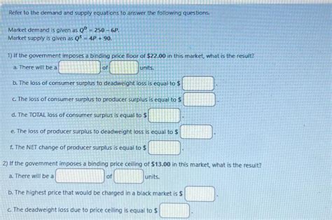 Solved Refer To The Demand And Supply Equations To Answer Chegg Com