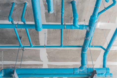 Foto De Water Piping System Install With The Concrete Ceiling Do Stock Adobe Stock