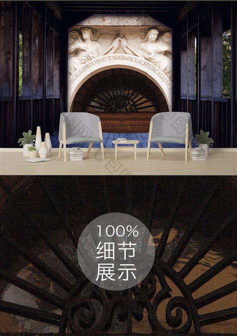 复古门影楼婚纱写真摄影背景效果图 包图网
